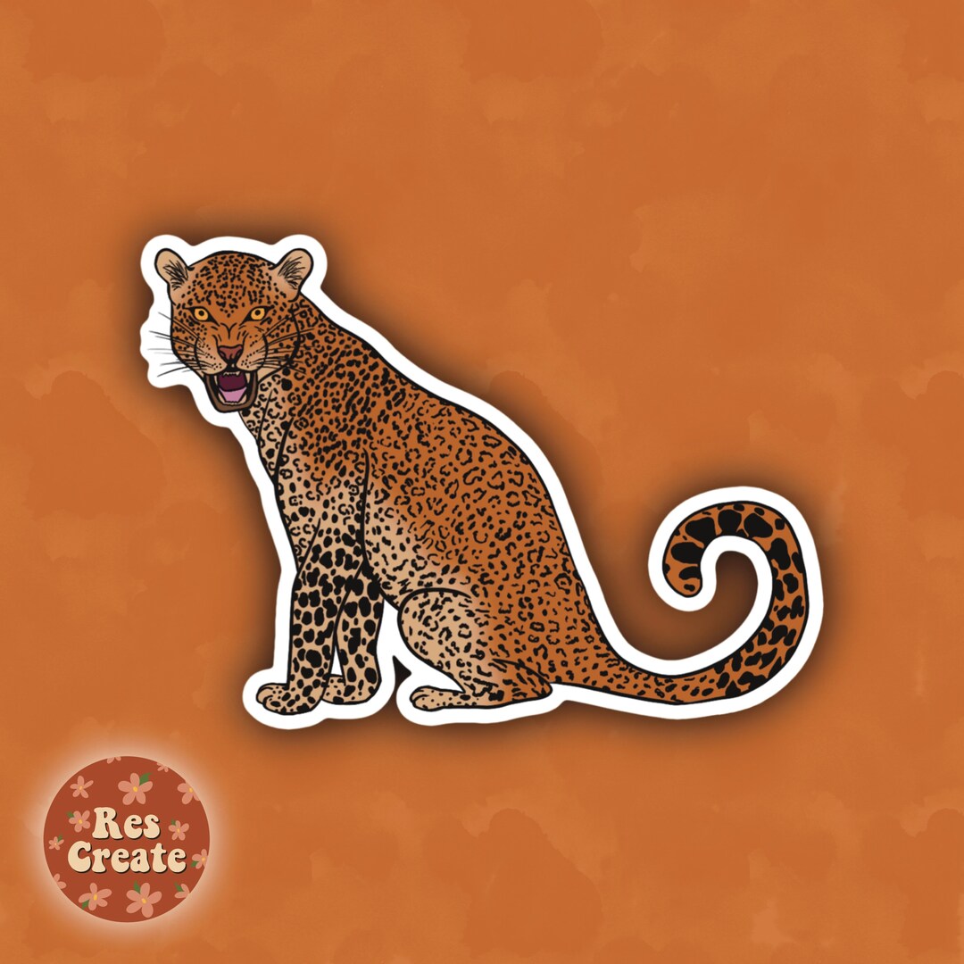 Leopard Sticker, Jungle Animal, Big Cat, Leopard Sticker, Water Bottle ...