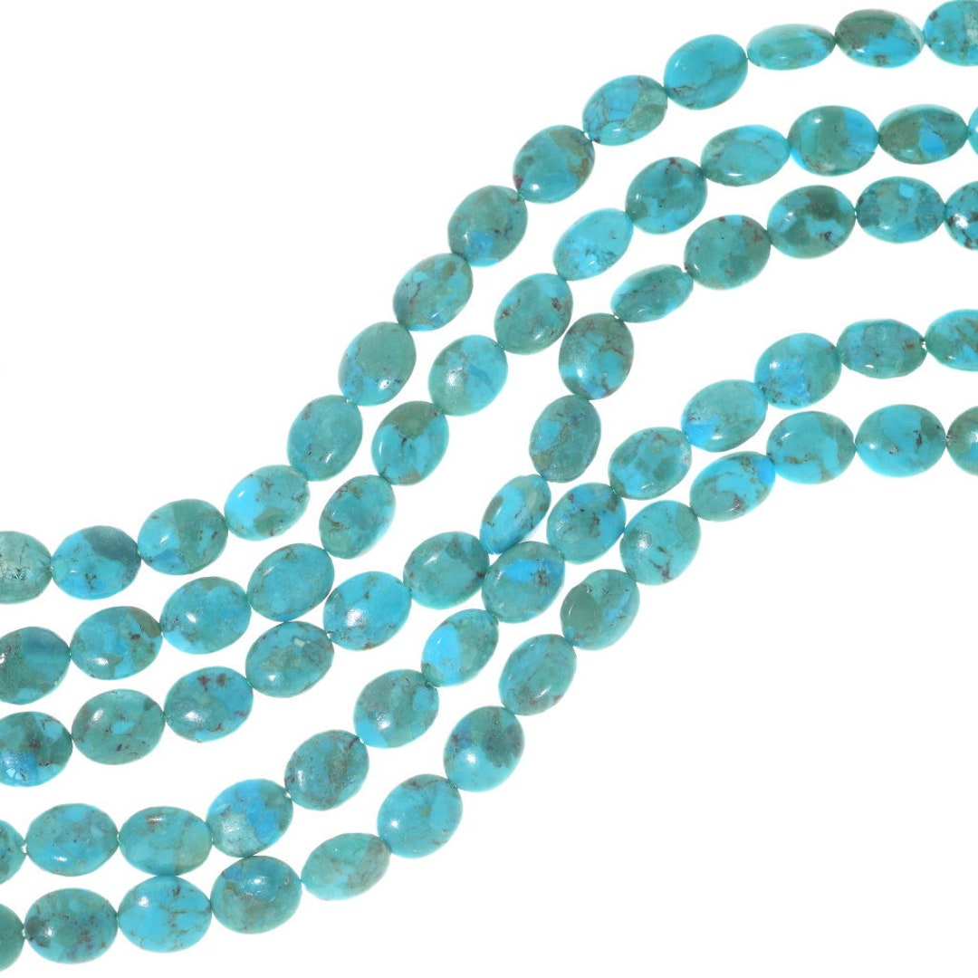 Bright Turquoise Beads Flat Oval Disc 8mm X 10mm 5106 Indian - Etsy