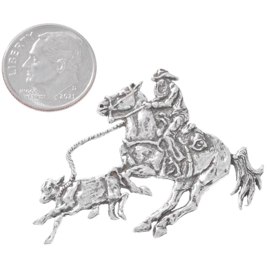 Large Calf Roper Sterling Silver Rodeo Jewelry Part 1-3/4" 6252 - Etsy