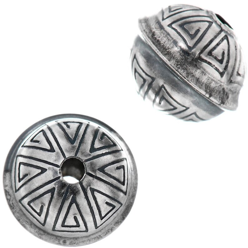 Sterling Silver Aztec Pattern Bench Bead 8mm Package of 25 6029 ...