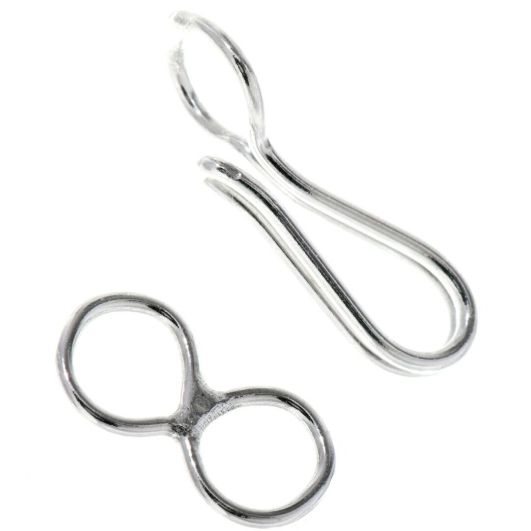 Sterling Silver Hook & Eye Tie-on Packet of 10 Pair 0031 - Etsy