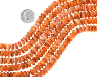 8mm AAA Natural Stone Orange Spiny Oyster Shell Gemstone Rondelle Shape ...