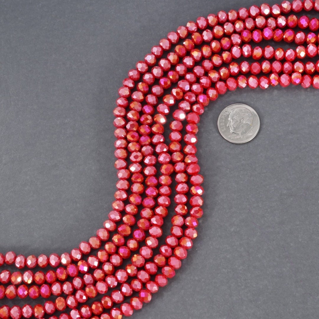Rose Red Aurora Borealis Faceted Glass Rondelle Beads 6mm 4013 - Etsy