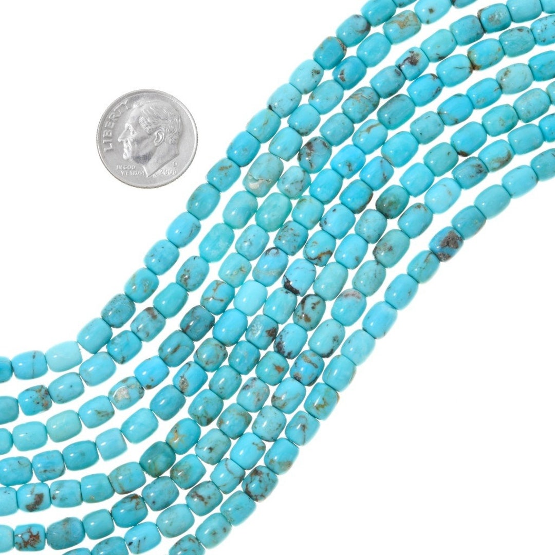 Genuine Turquoise Barrel Beads Rounded Edge 5mm X 6mm 5048 - Etsy