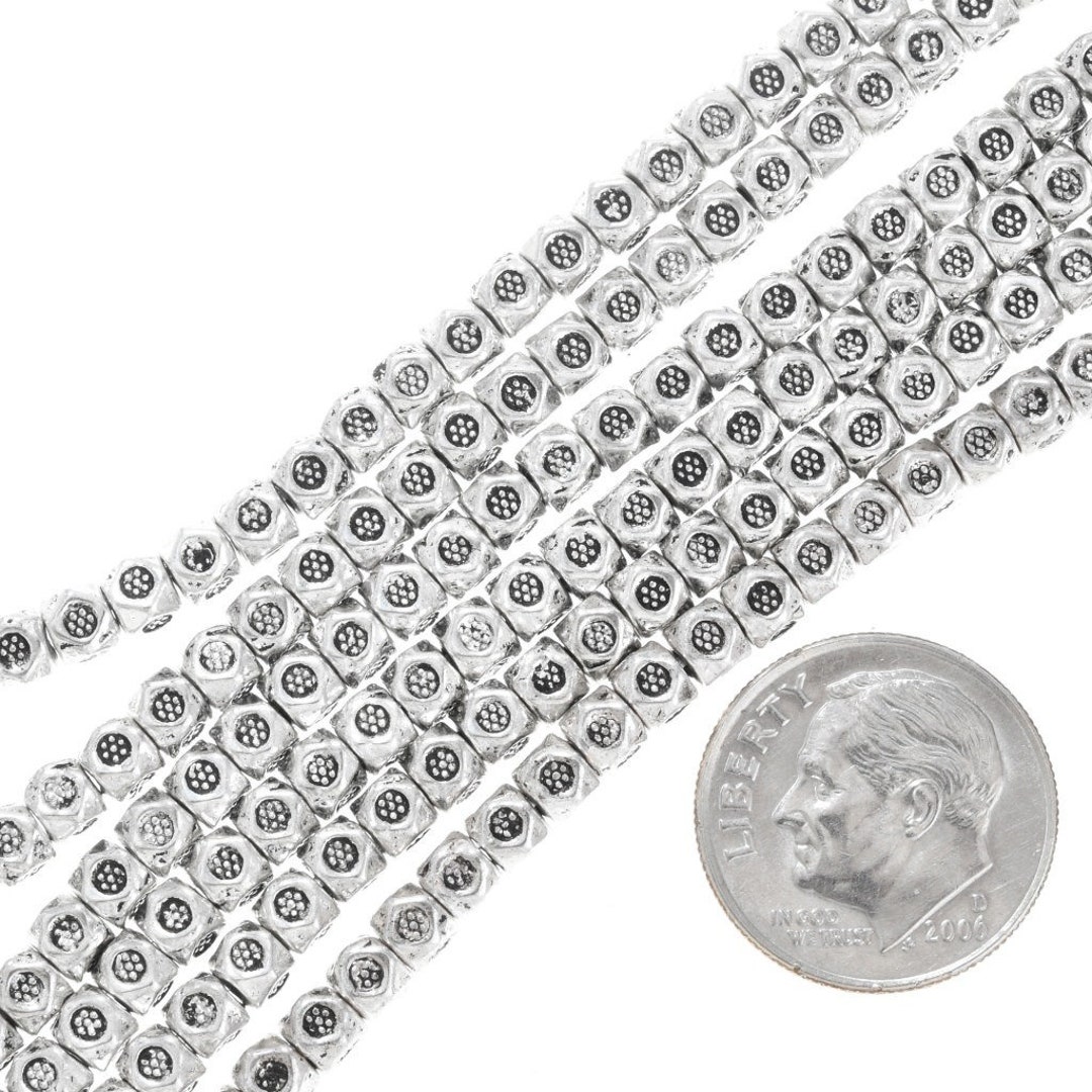 Small Silver Bali Beads Beveled Cube Filigree Bead 3.5mm Wide - Etsy