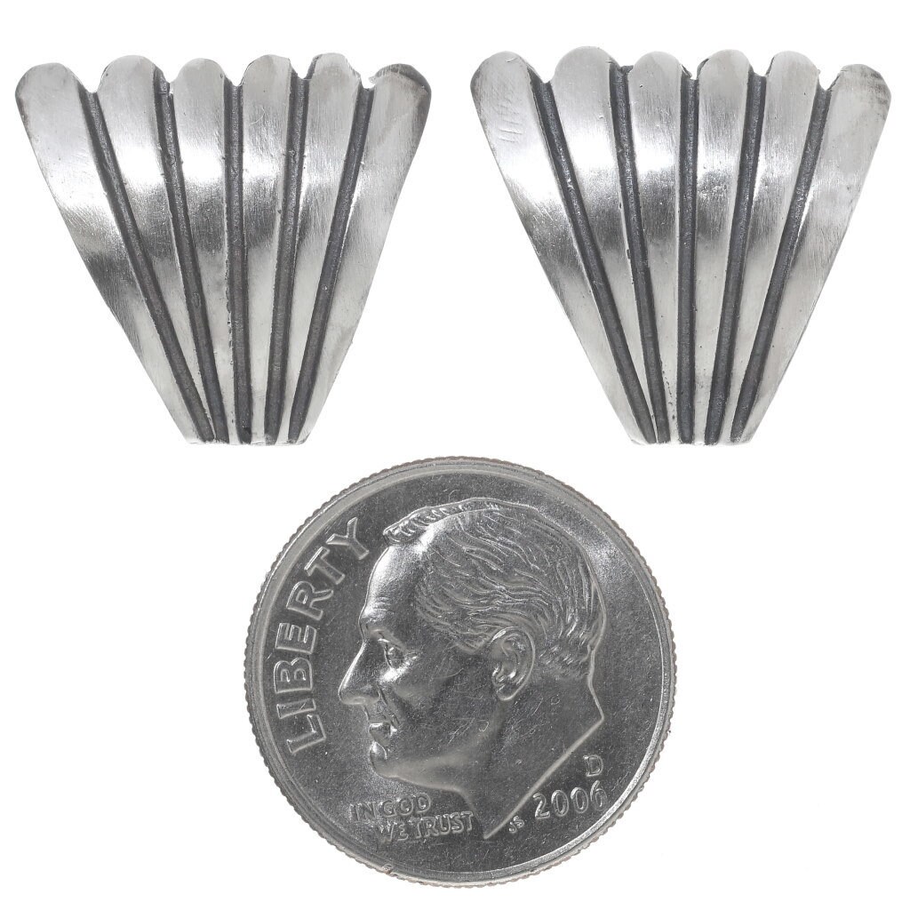 Curved Sterling Silver Fan 5/8" Wide Set of 2 6045 - Indian Jewelry ...