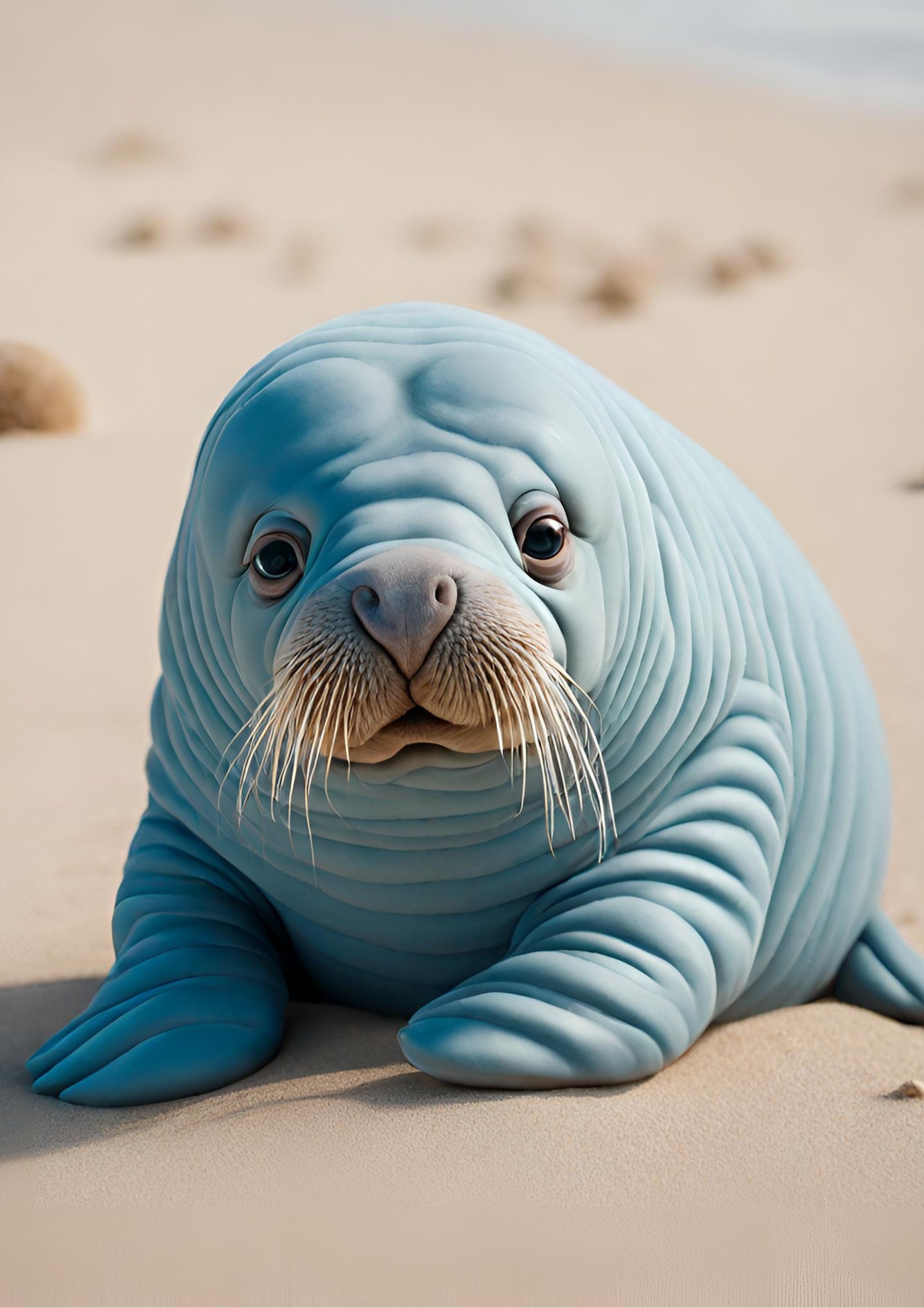 Blue Baby Walrus in Desert Ocean Nursery Wall Art - Etsy