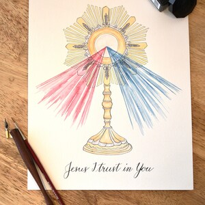 Watercolor Divine Mercy Monstrance, Custom, Handmade, Pen & Ink ...
