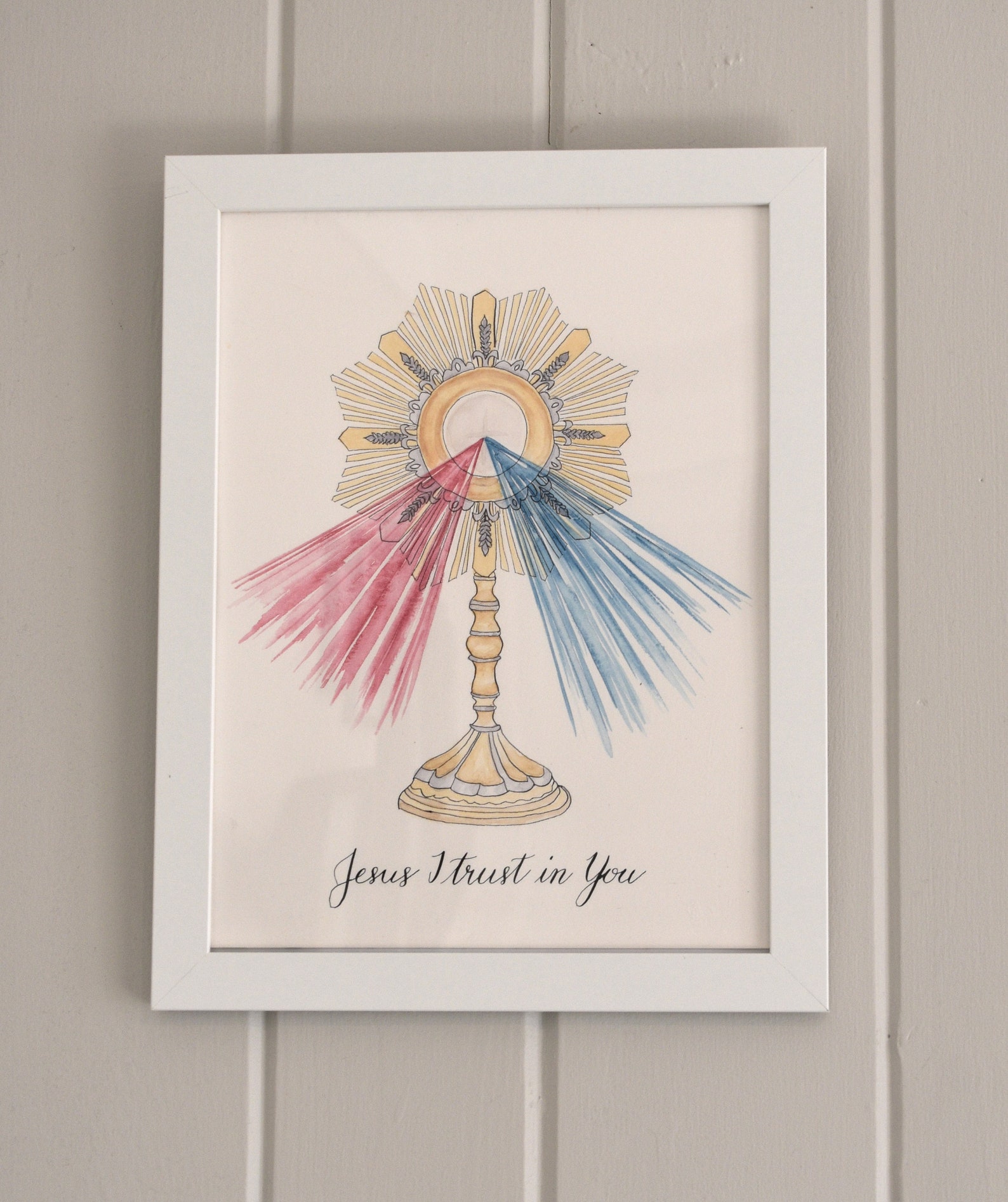 Watercolor Divine Mercy Monstrance, Custom, Handmade, Pen & Ink ...