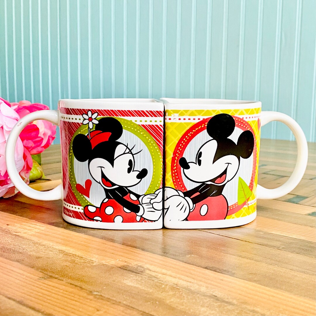 Pair of Mickey Mouse and Minnie Mouse Bookend Mugs, His and Hers Hug Mug Set, Collectible ...