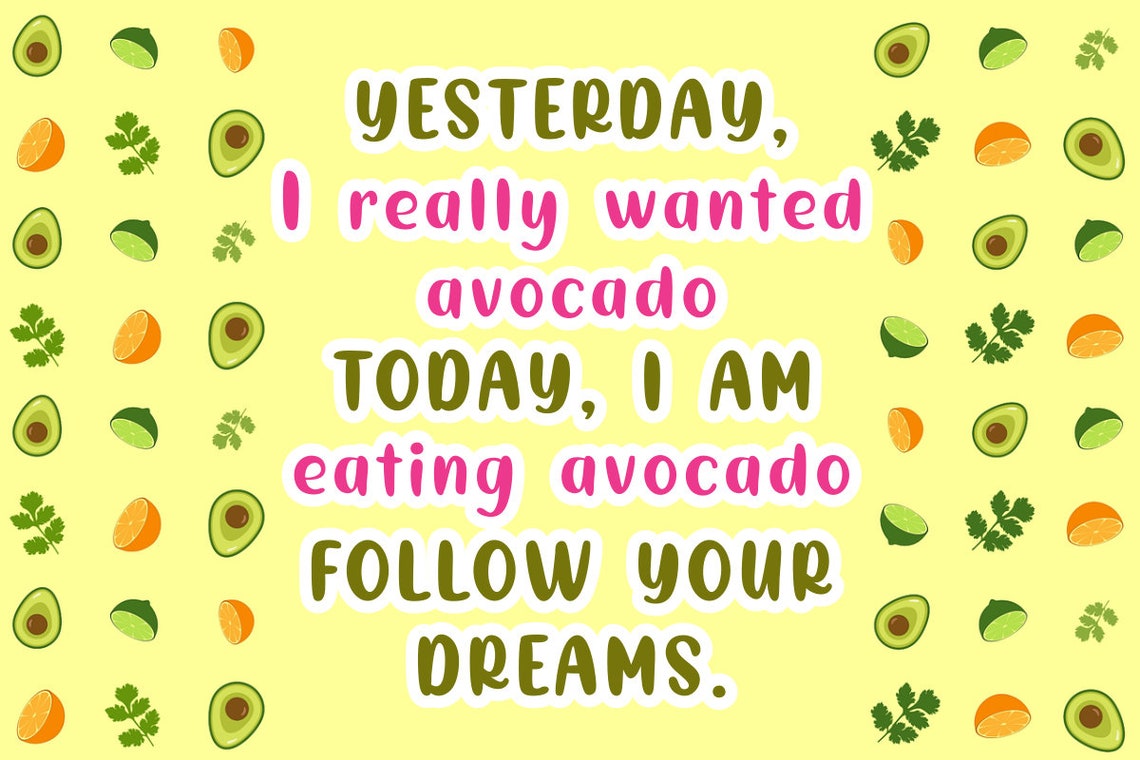 Hello Avocado Font - Cute Font, Bold Display Font, Sticker Font, Poster ...