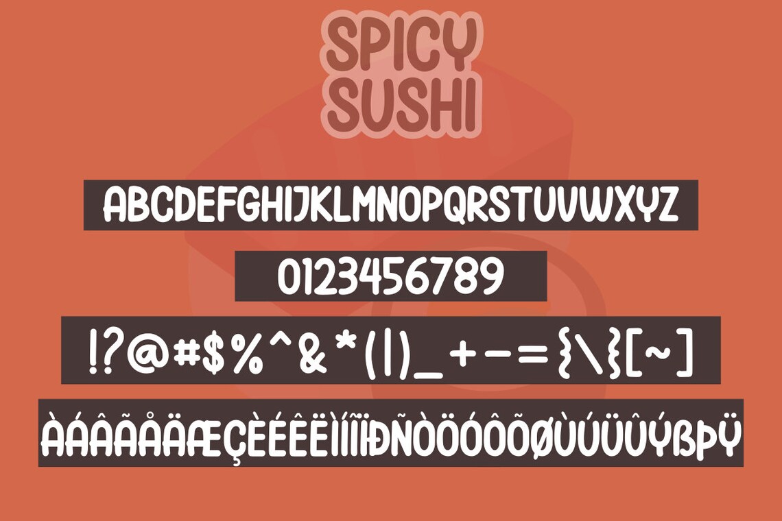 Spicy Sushi Font Modern Font, Cute Font, All Caps Font, Monoline Font ...