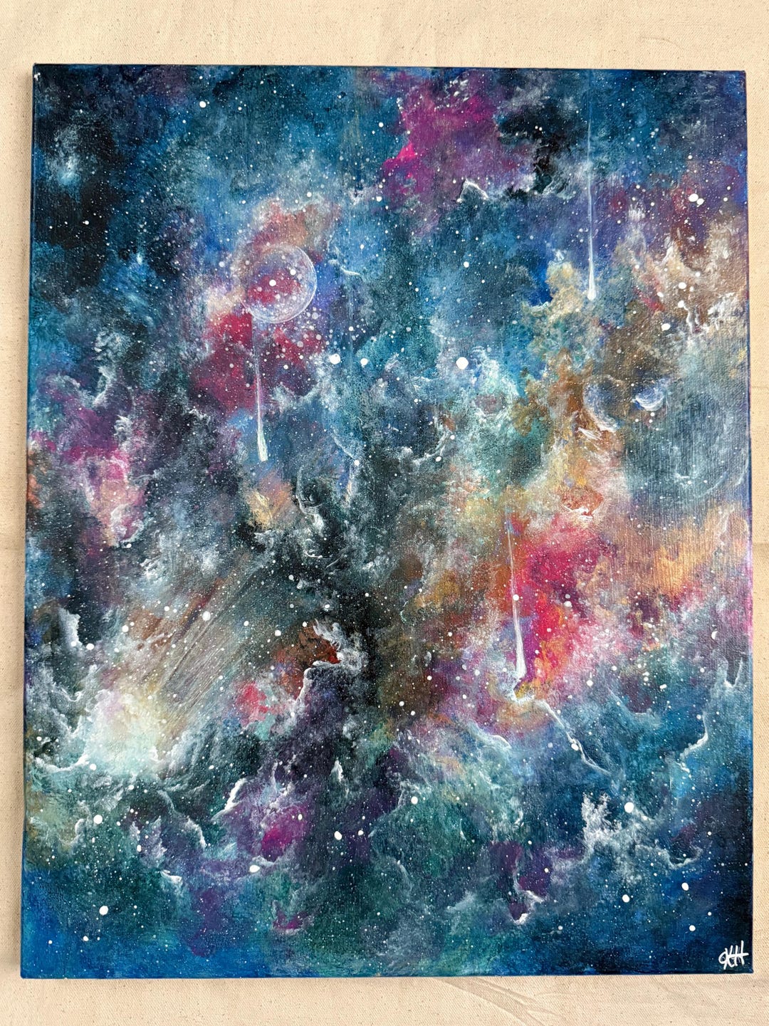 Galactic Spill | Abstract Outer Space Art | Hand-painted Acrylic | 16 ...