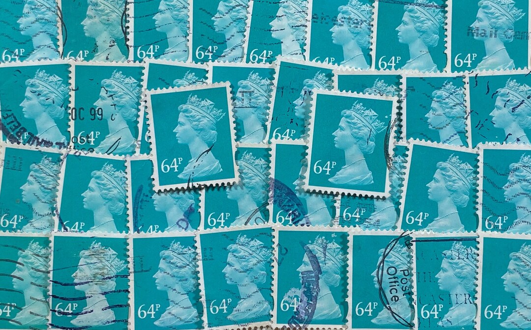Stamp Art, Turquoise Green, Queen Elizabeth II, Machin, Great Britain ...