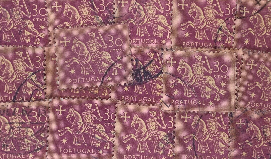 Stamp Art Purple Knight on Horse 30 Centavos Portugal - Etsy