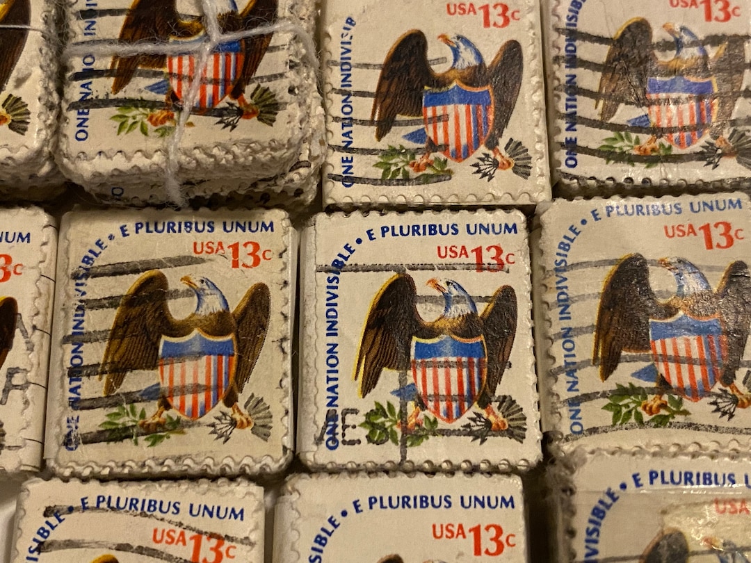 Stamp Art, Eagle, One Nation Indivisible, U.S. Postage, 13 Cents , USA ...