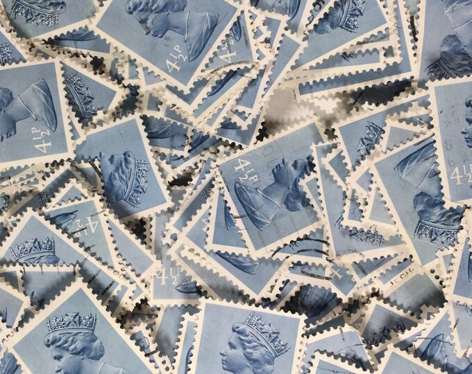 Stamp Art, Grey-blue, Queen Elizabeth II, Machin, Great Britain, Used ...