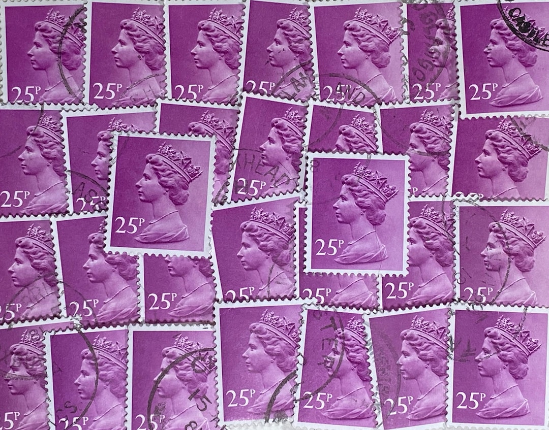 Stamp Art, Purple, Queen Elizabeth II, Machin, Great Britain, Used ...