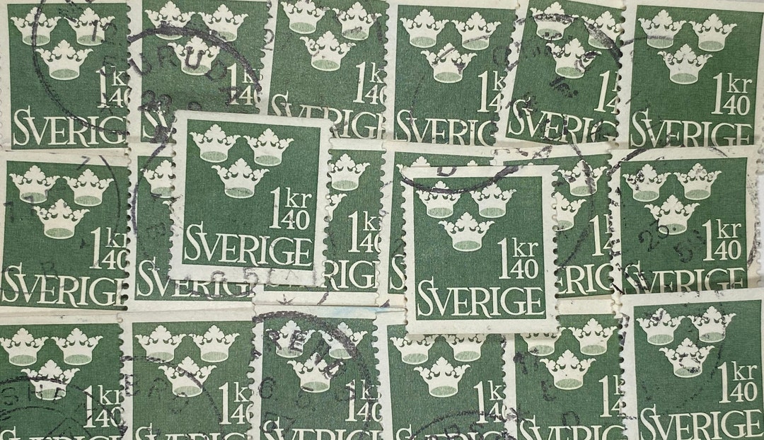 Stamp Art Green Royal Crest Coat of Arms 1.40 Kroner - Etsy