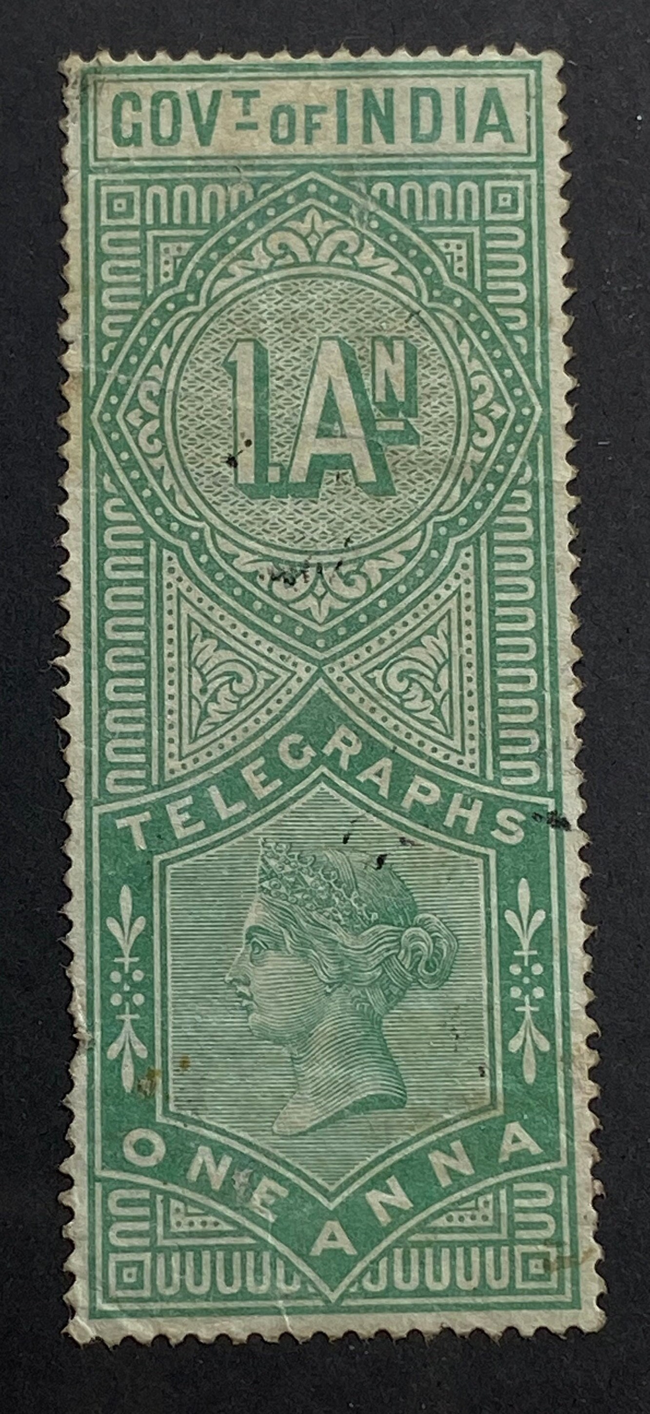 Queen Victoria Stamp, 1800's, One Anna, India Telegraphs Stamp ...