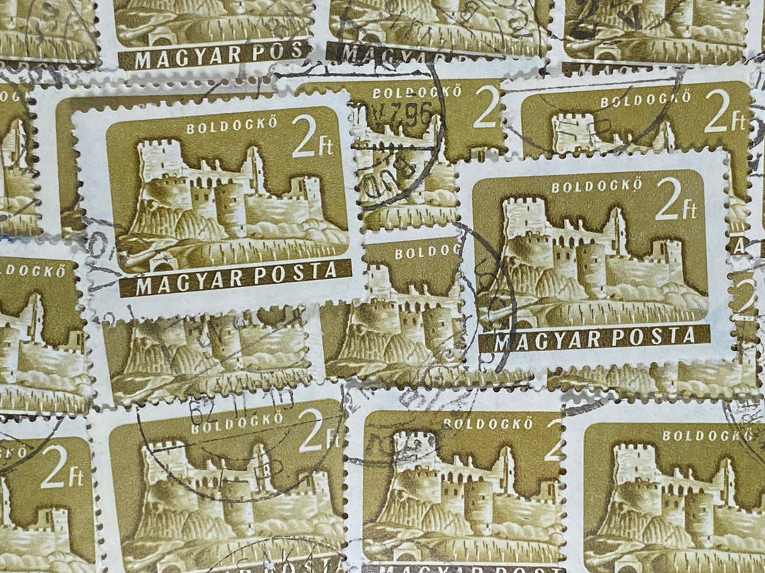 Stamp Art, Yellow/brown, Castle, Boldogko, 2ft, Hungary, Large Used ...