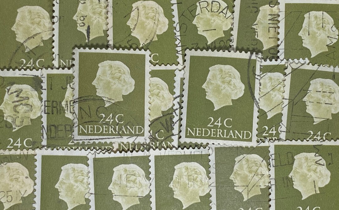 Stamp Art, Green, Regina Queen Juliana, 24 Cents, Netherlands, Used ...