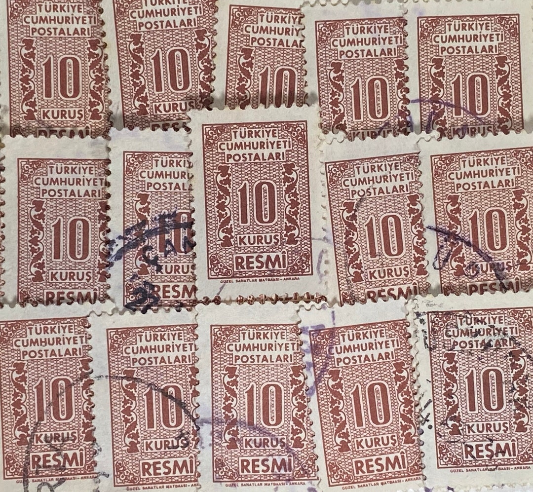 Stamp Art, Resmi Official, 10 Kurus, Turkey, Used Stamps - Etsy