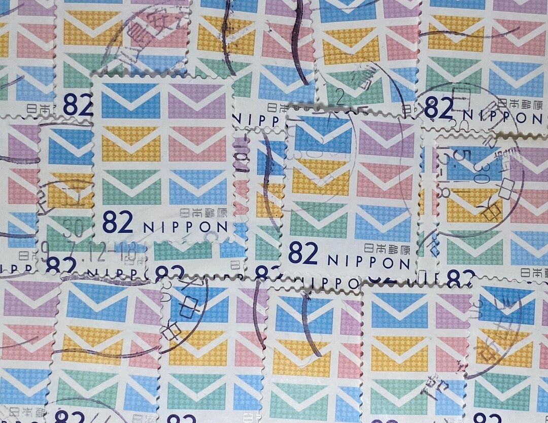 Stamp Art, Rainbow, Letters, Nippon, 82 Yen, Japan, Used Stamps - Etsy