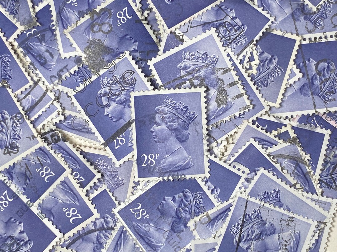 Stamp Art, Deep Violet, Queen Elizabeth II, Machin, Great Britain, Used ...