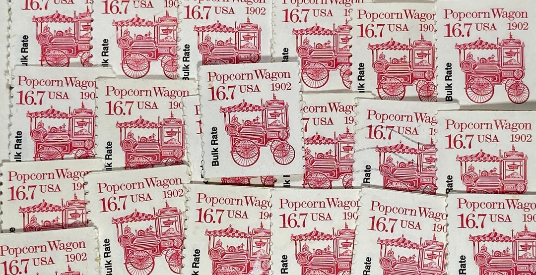 Stamp Art, Popcorn Wagon 1902, 16.7 Cents, USA, Used Stamps - Etsy