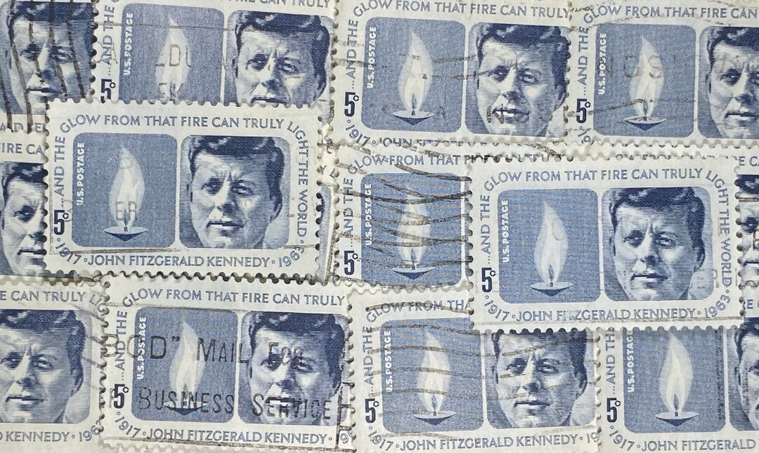 Stamp Art, Blue, JFK, John Fitzgerald Kennedy, and the Glow From That ...