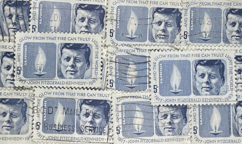 Stamp Art, Blue, JFK, John Fitzgerald Kennedy, and the Glow From That ...