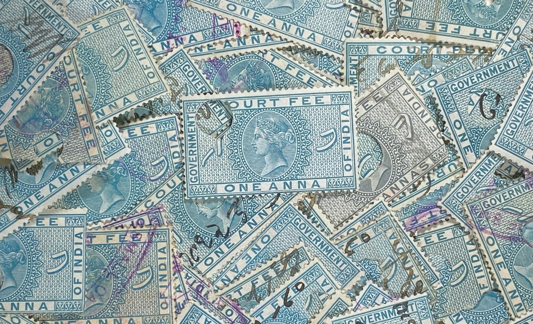 Stamp Art, Greenish Blue, Queen Victoria, Government of India Court Fee ...