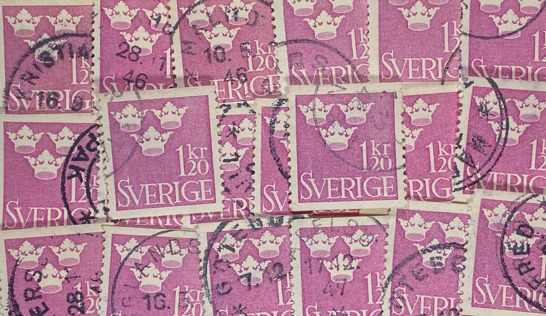 Stamp Art Pink Royal Crest Coat of Arms 1.20 Kroner - Etsy