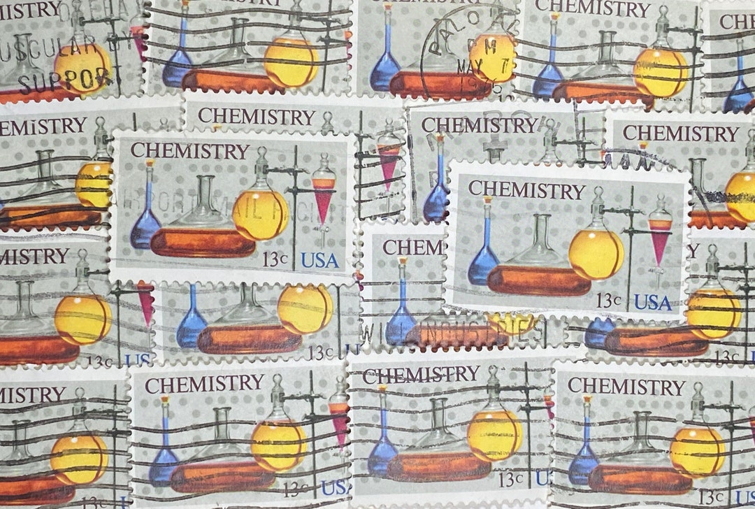 Stamp Art, Chemistry,13 Cents, USA, Large Used Stamps - Etsy