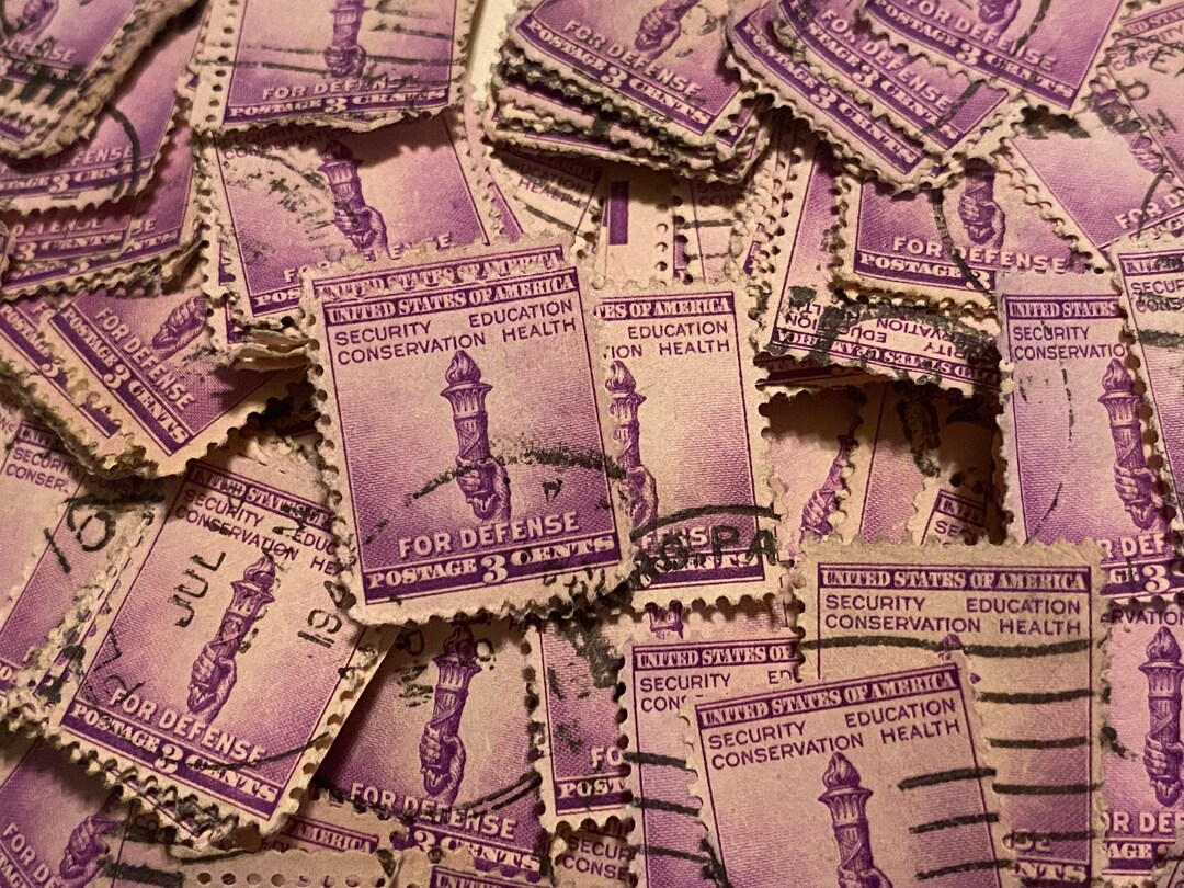 Stamp Art, Purple, for Defense, USA, Used Stamps - Etsy