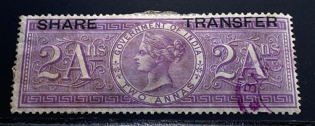 Queen Victoria Stamp, 1868, Share Transfer Revenue Stamp, Victorian Era ...