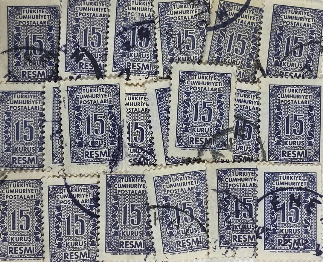 Stamp Art, Resmi Official, 15 Kurus, Turkey, Used Stamps - Etsy