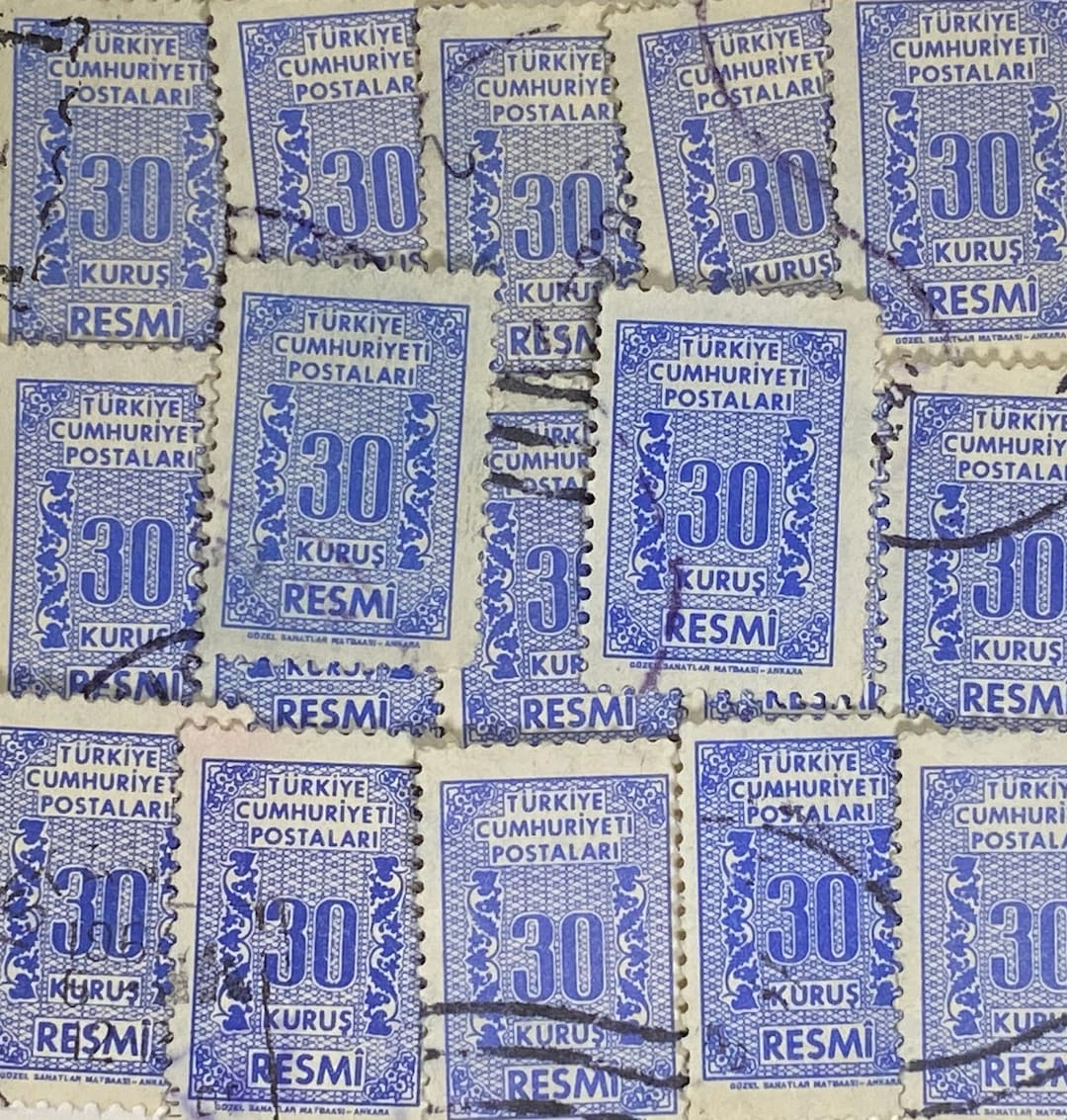 Stamp Art, Resmi Official, 30 Kurus, Turkey, Used Stamps - Etsy