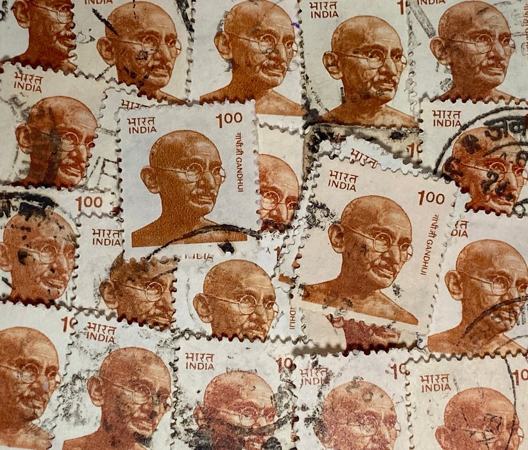 Stamp Art, Ghandi, 1 Rupee, India, Used Stamps - Etsy