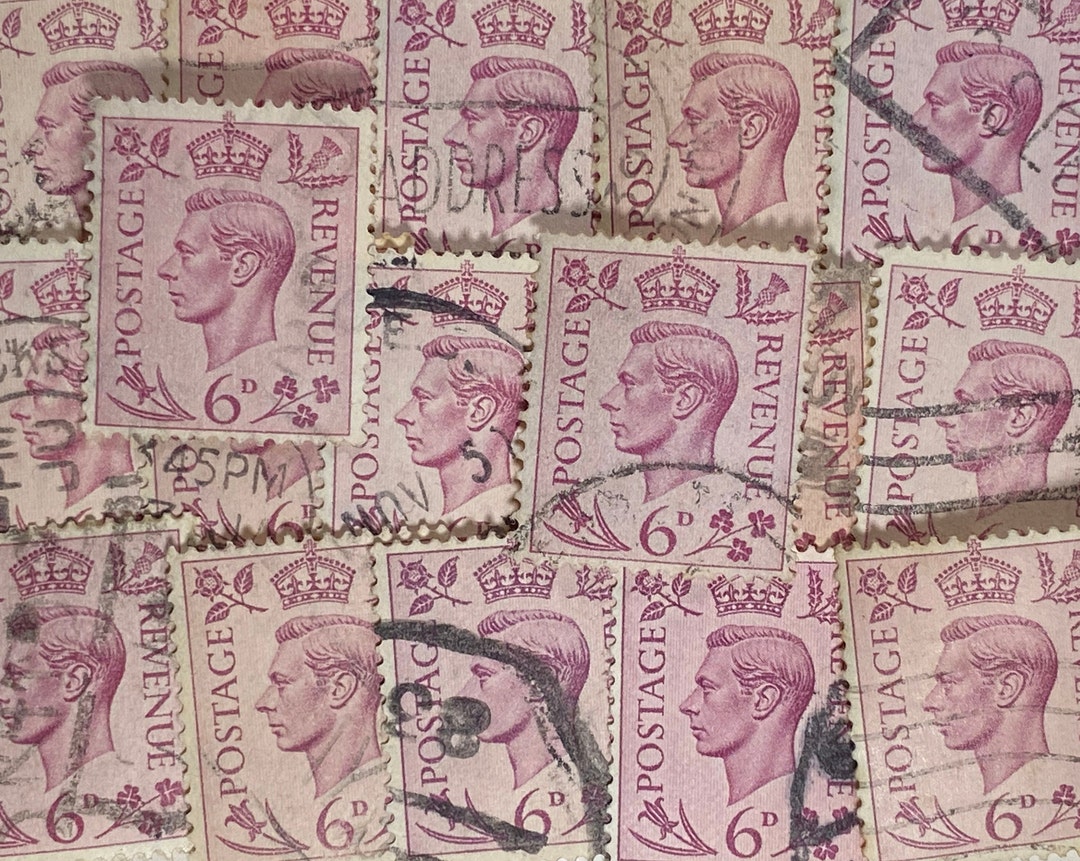 Stamp Art, Pink, King George VI, Great Britain, 6 Decimal, Used Stamps ...