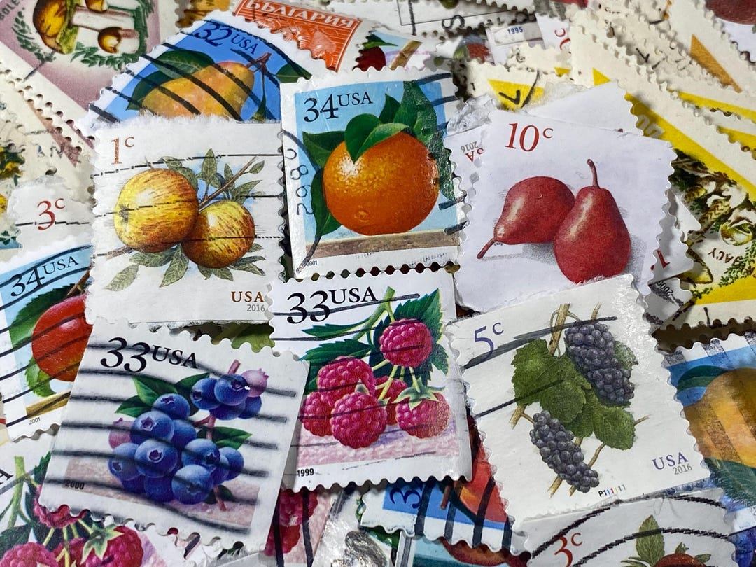 Vintage Topical Food & Fruit Stamps 100 Stamps Many Duplicates 1960's ...