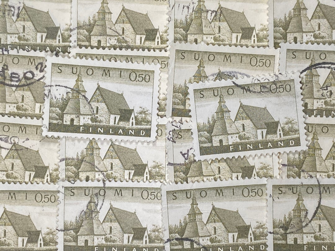 Stamp Art, Brown, Church, 0.50 Kroner, Finland, Large Used Stamps - Etsy