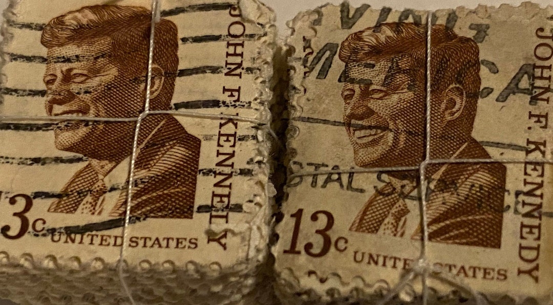 Stamp Art, Brown, JFK, John F. Kennedy, U.S. Postage, 13 Cents, USA ...