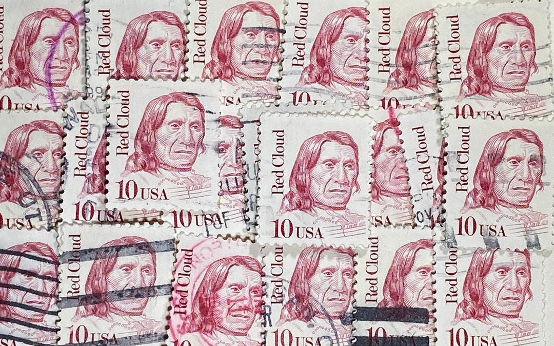 Stamp Art, Red Cloud, 10 Cents, USA, Used Stamps - Etsy