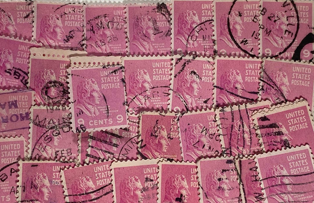 Stamp Art, Pink, William Henry Harrison, 9 Cent, USA, Used Stamps - Etsy