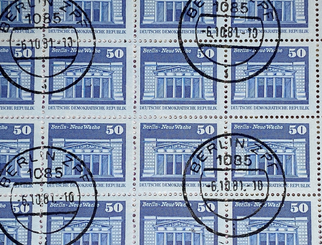 Stamp Art, Blue, Neue Wache, 50 Marks, DDR, Used Stamps - Etsy