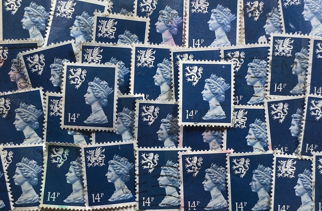 Stamp Art, Deep Blue, Queen Elizabeth II, Machin, Great Britain ...