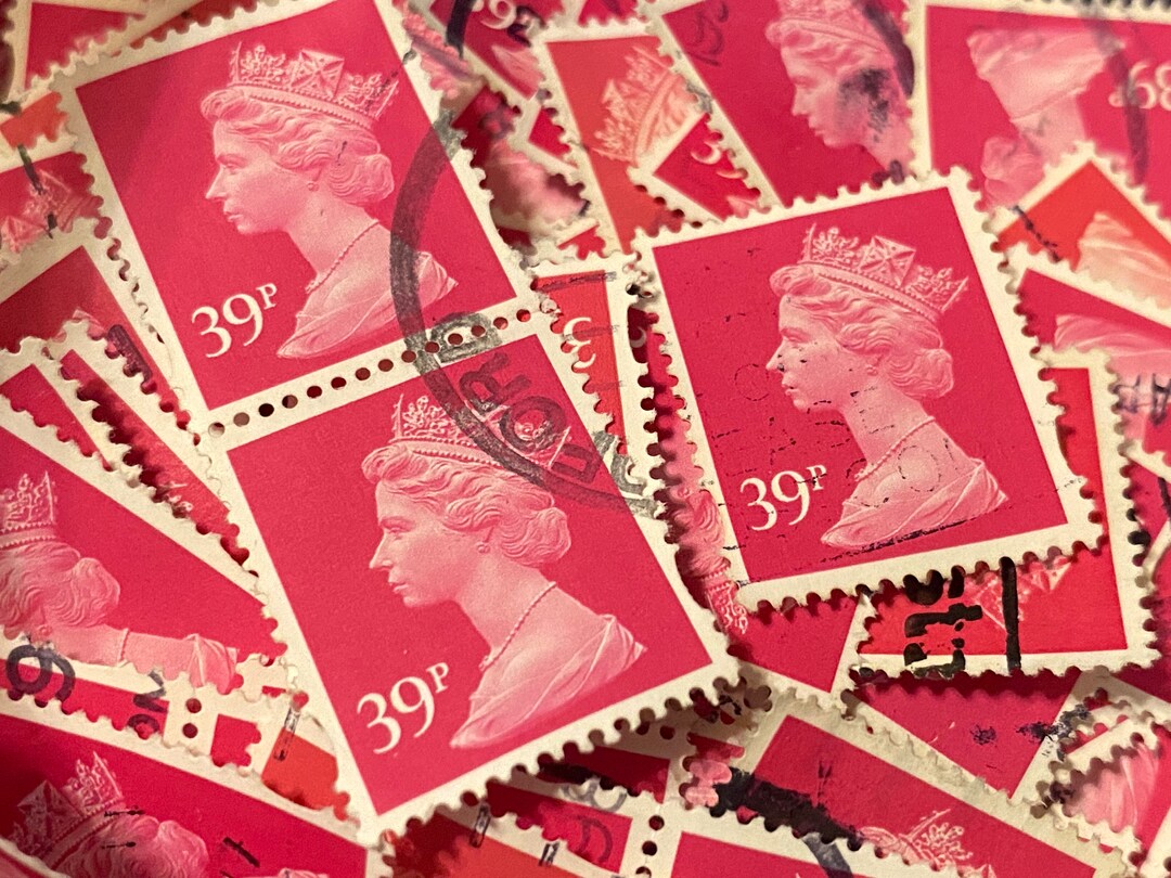 Stamp Art, Bright Magenta, Queen Elizabeth II, Machin, Great Britain ...
