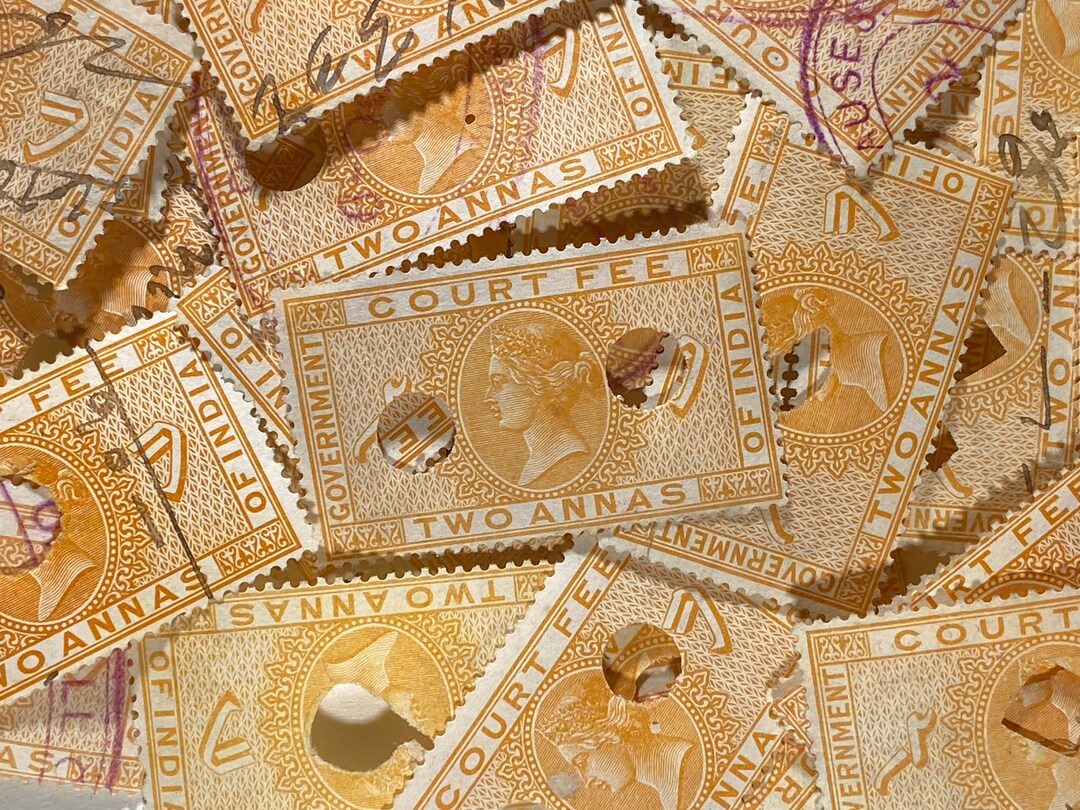 Stamp Art, Orange, Queen Victoria, Government of India Court Fee, Two ...